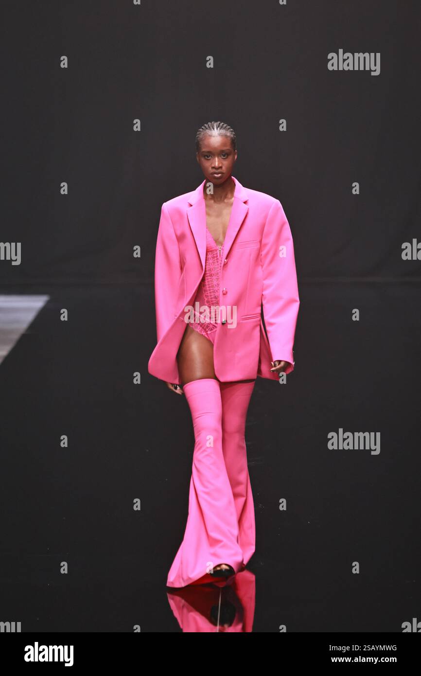 BERLIN, GERMANY - January 31: A model walks the runway during the ...