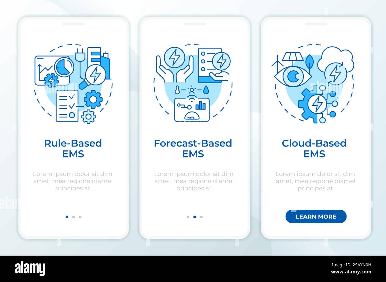 Ems Types Blue Onboarding Mobile App Screen Energy Control Walkthrough 3 Steps Editable