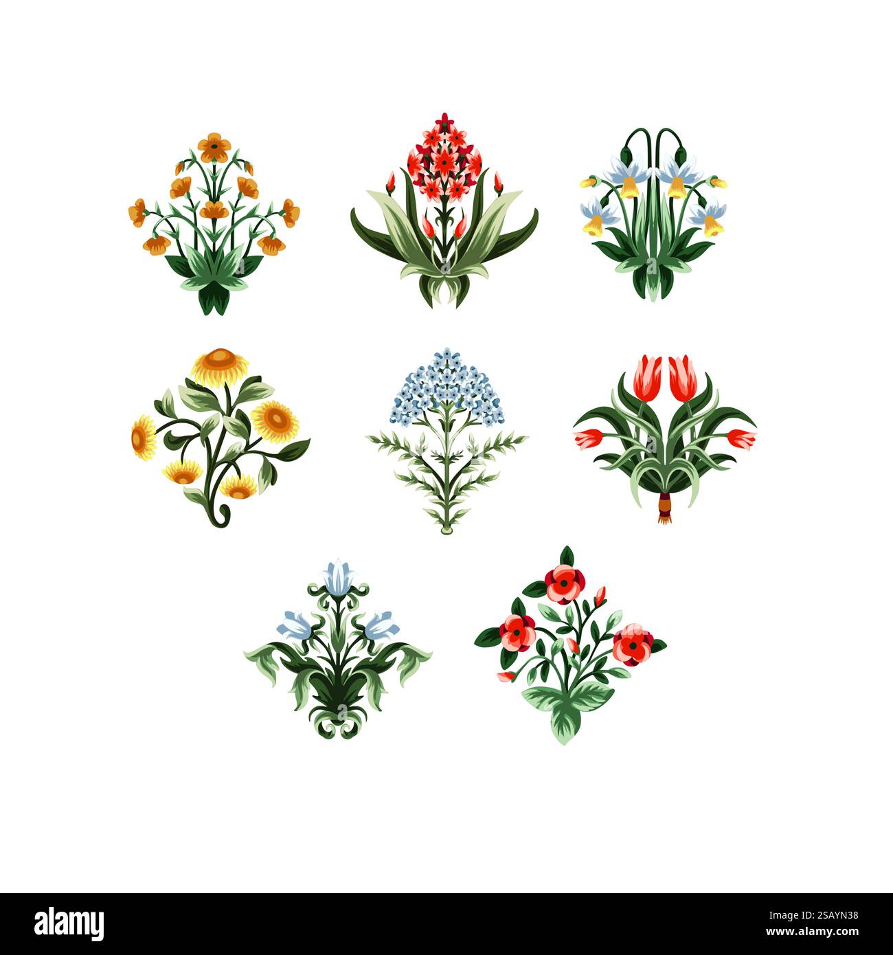 Ditsy symmetrical flowers isolated. Vector Stock Vector Image & Art - Alamy