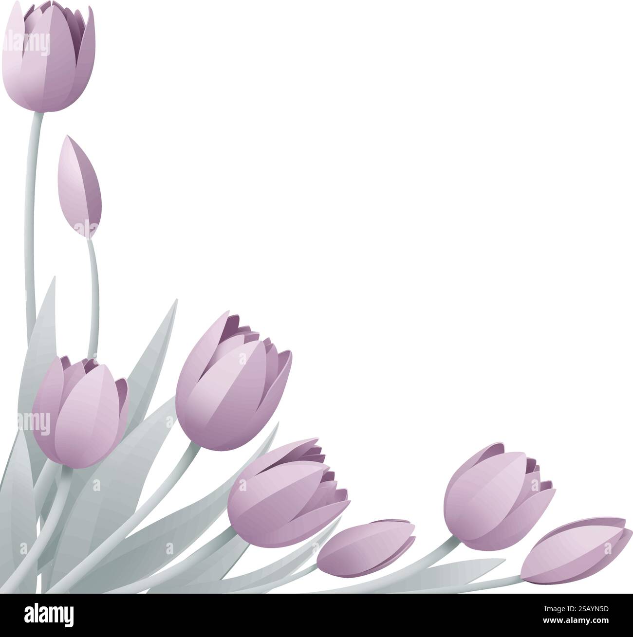 Floral Tulip Flowers Corner Frame Design Element Stock Vector Image ...