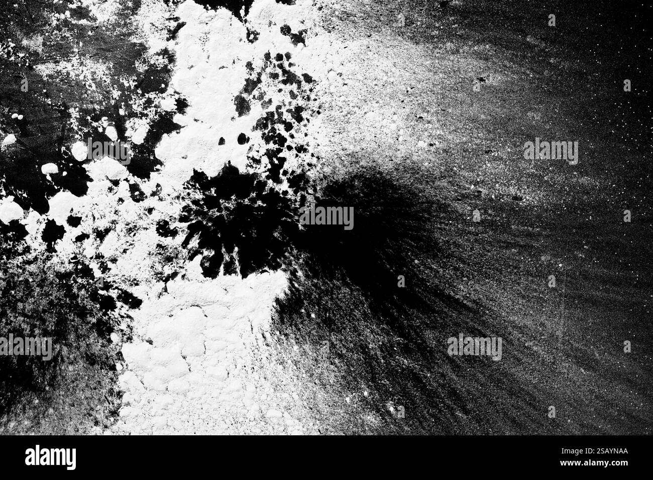 Detail of a fine white Holi flour powder granules dust cocaine drug ...