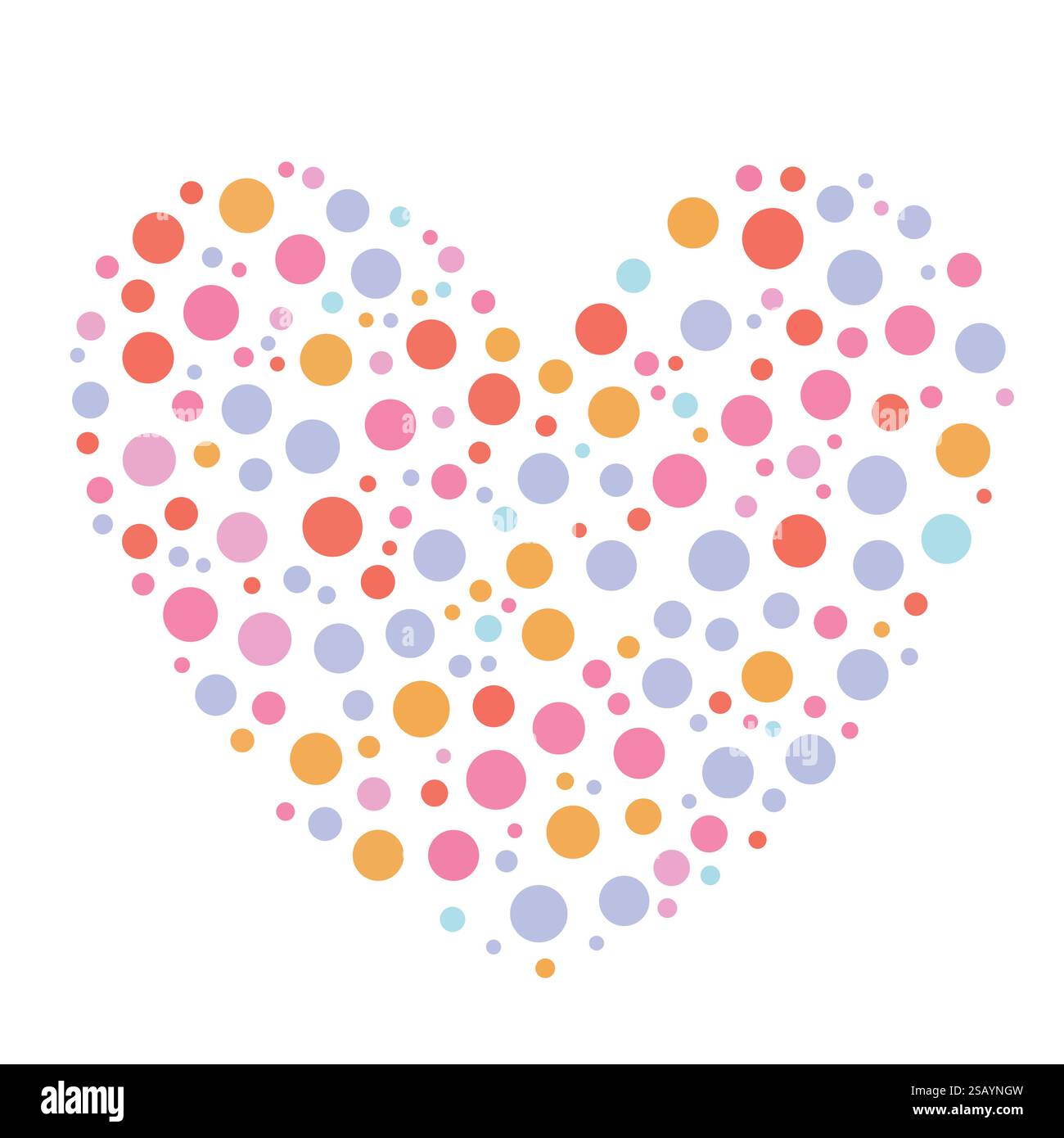 Dots, dotted, speckled heart element. Heart made of circles. Clip art ...