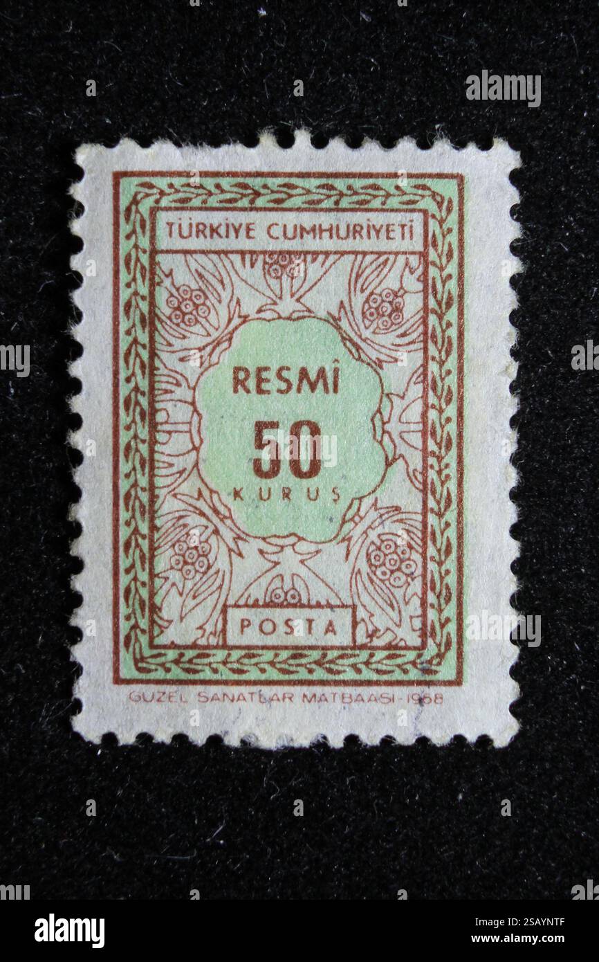 ISTANBUL, TURKEY - DECEMBER 26, 2020: Turkish official stamp shows Leaf ...