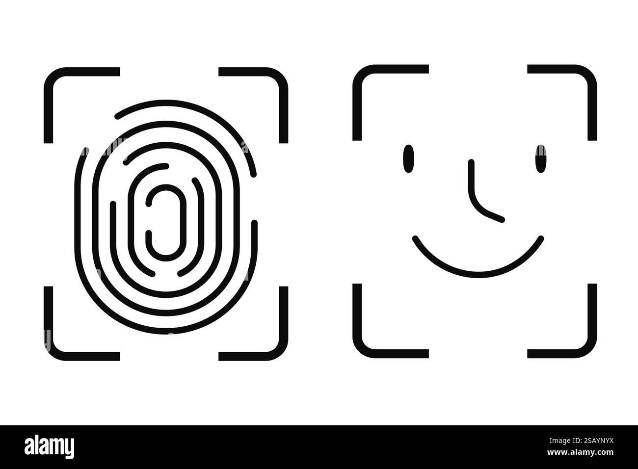 Finger print icon biometric id, unique scan, line signature on white background. Touch id ...