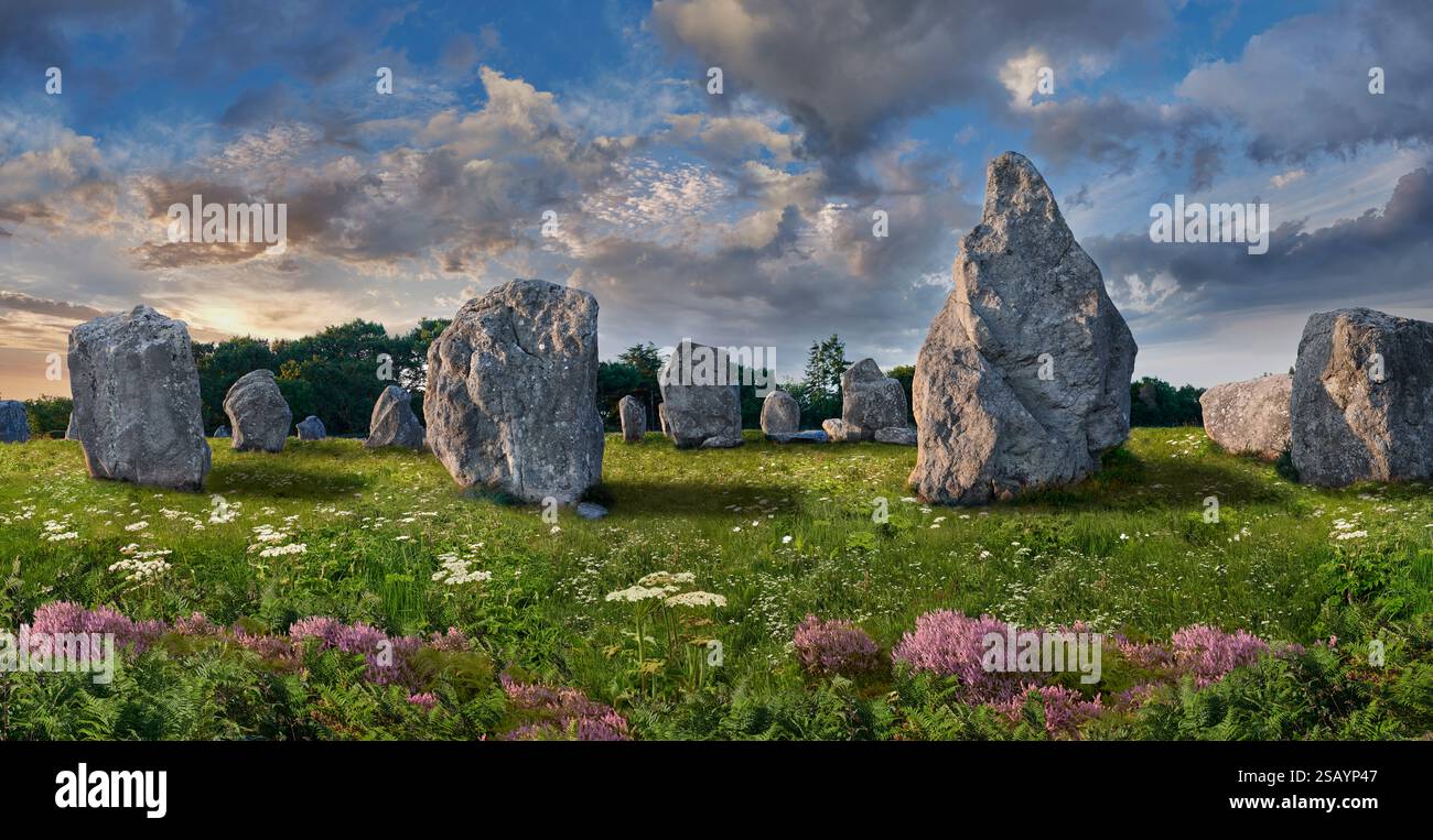 View of Carnac neolthic standing stones monaliths, Alignements du ...