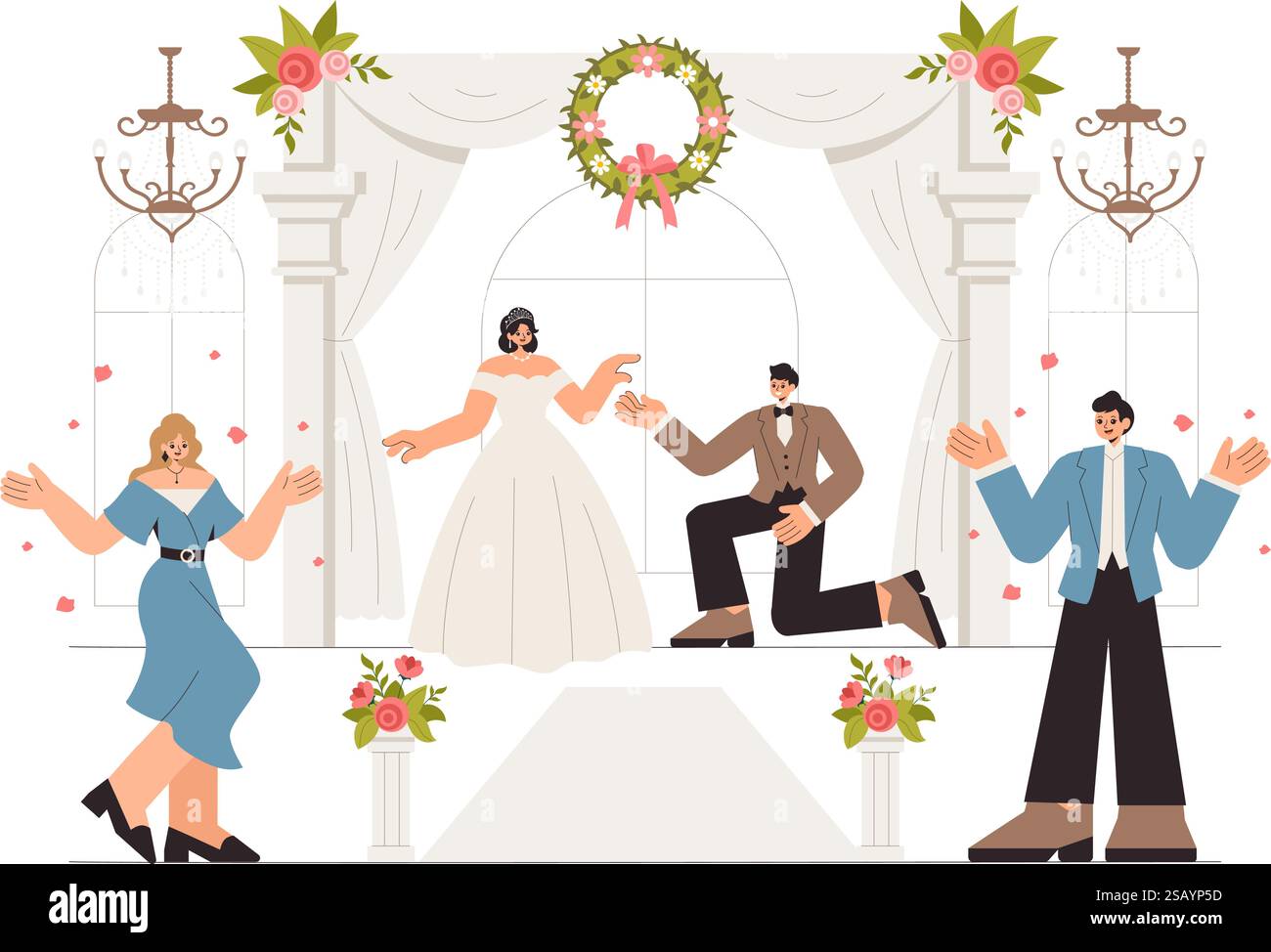 Beautiful floral decorations anniversary Stock Vector Images - Alamy