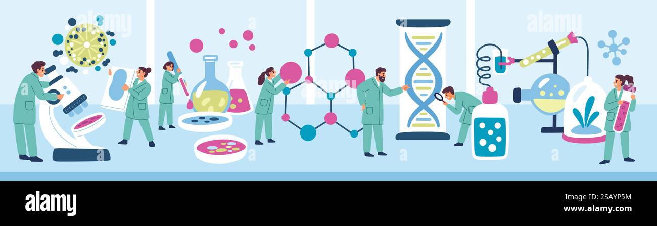 People in laboratory. Scientific research in field of genetics ...