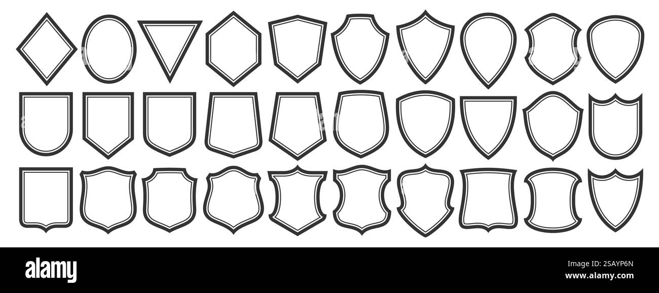 Vector Shield Icon Set, lot collection of 30 cut out illustrations ...
