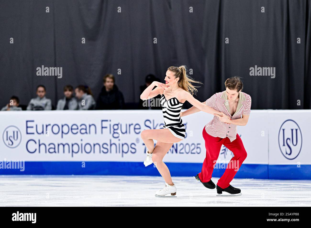 Gina ZEHNDER & Beda Leon SIEBER (SUI), during Ice Dance Rhythm Dance, at the ISU European Figure ...