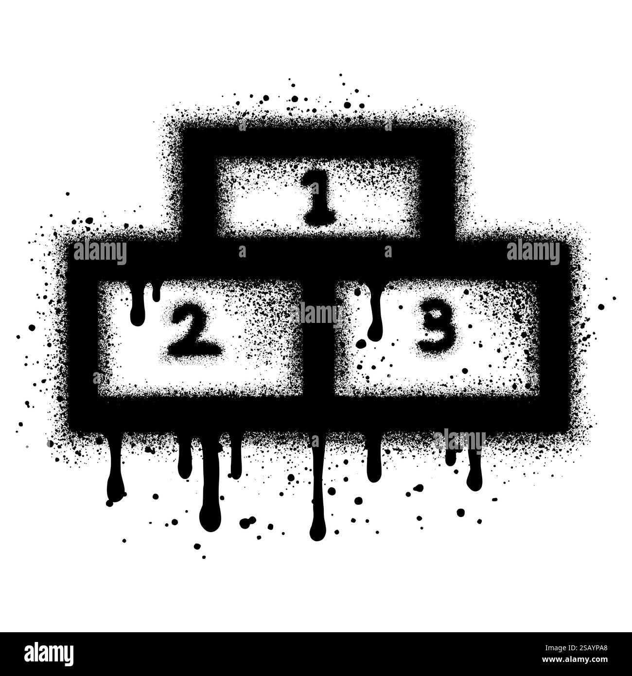 Winners podium graffiti with black spray paint. vector illustration ...