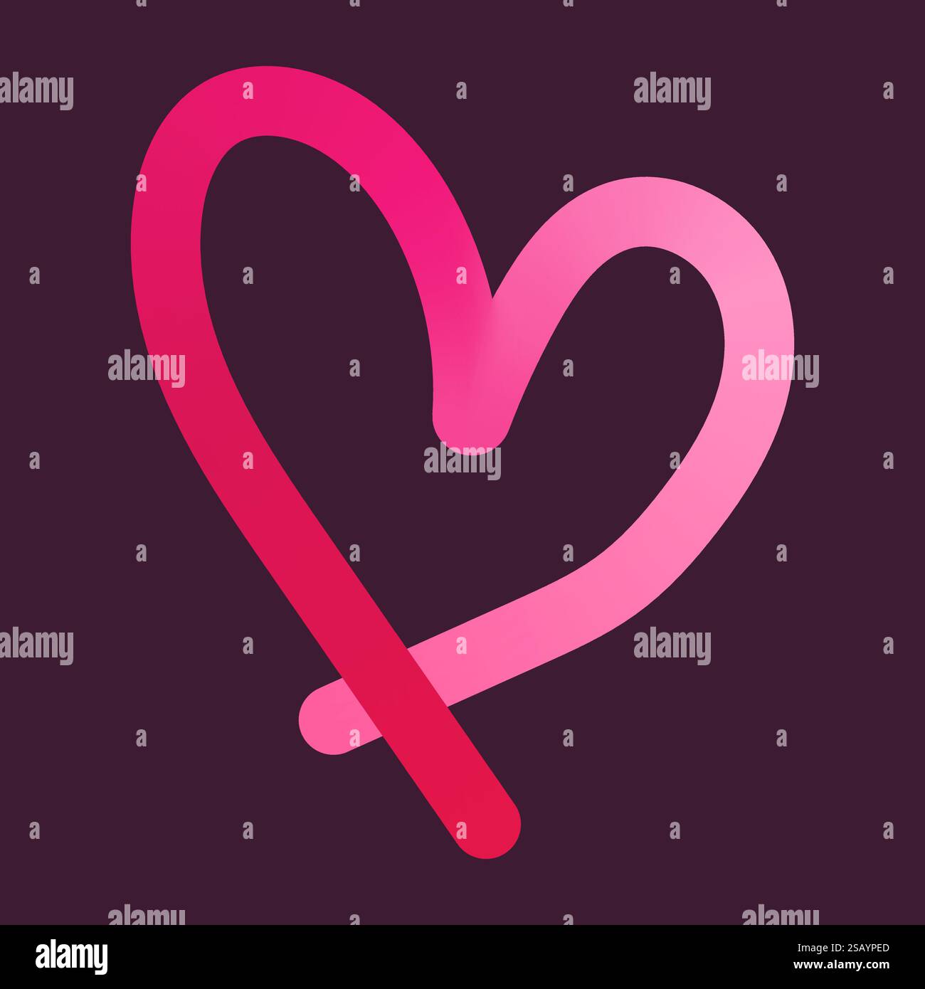 Gradient heart illustrations. Modern ribbon shapes, intertwined loops ...