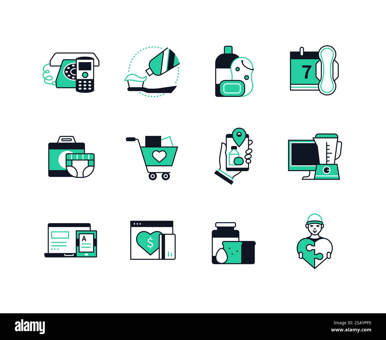 Donation and assistance - line design style icons set Stock Vector ...