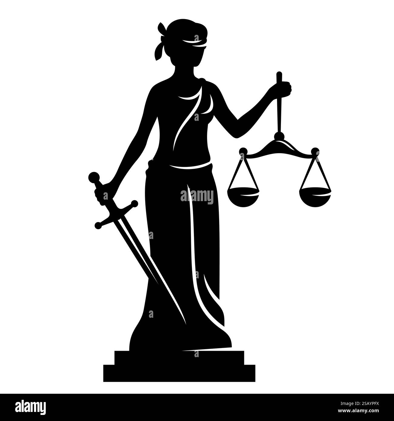 Themis with scales and a sword vector silhouette Stock Vector Image ...