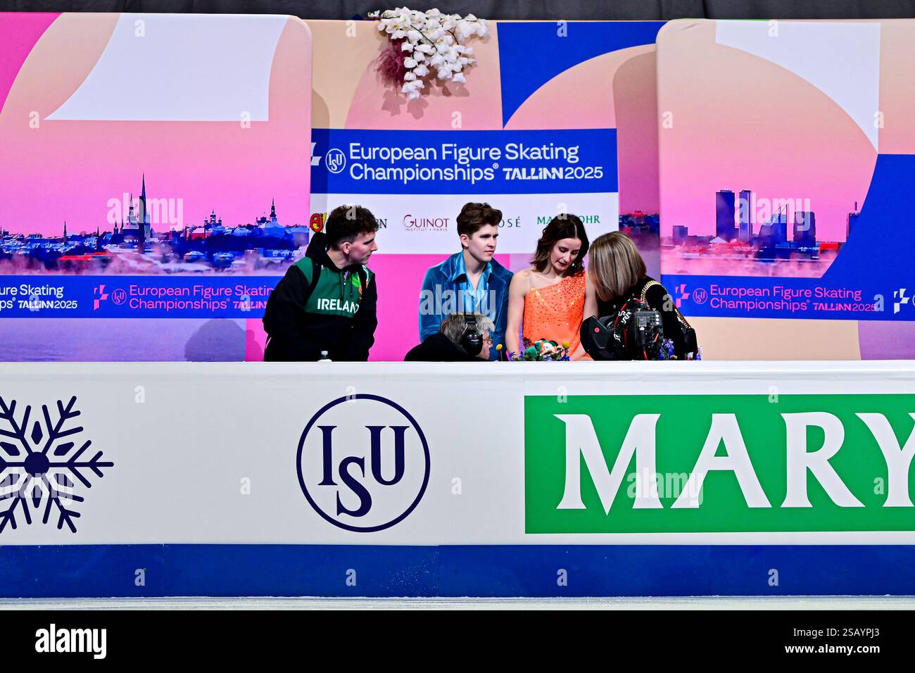 Carolane SOUCISSE & Shane FIRUS (IRL), at Kiss & Cry, during Ice Dance ...