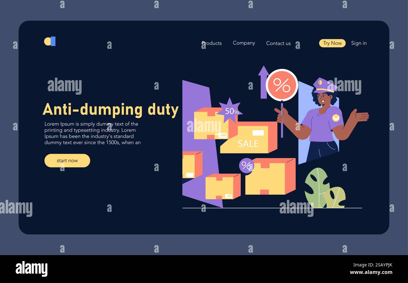 Customs Officer Monitoring Anti-Dumping Duties. Vector illustration of ...