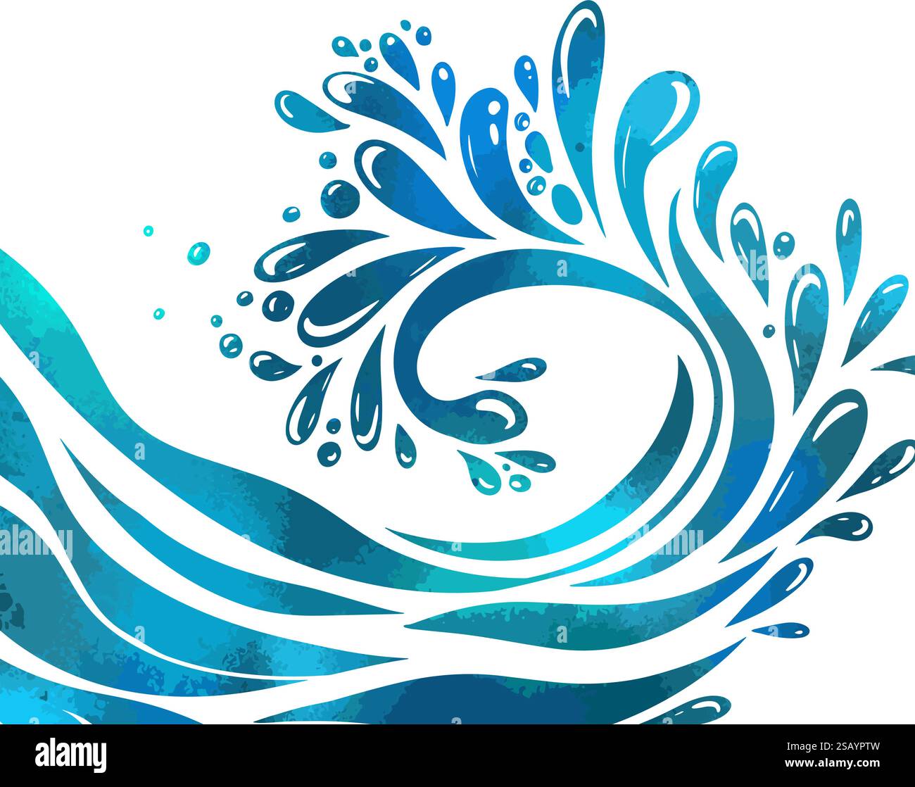 Blue watercolor river ocean wave layer background. hand drawn. Not AI ...