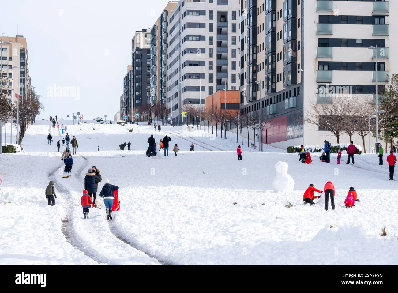 Madrid after the snow storm that collapsed the city Stock Photo - Alamy