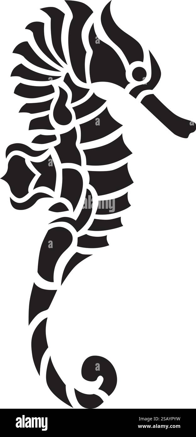 Vector tribal seahorse sea animal silhouette isolated graphic desing ...