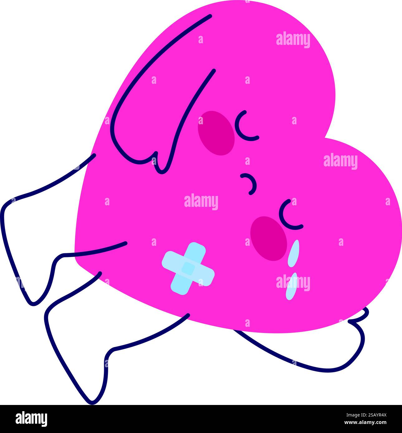 Crying Heart with Sad Expression Illustration Stock Vector Image & Art ...