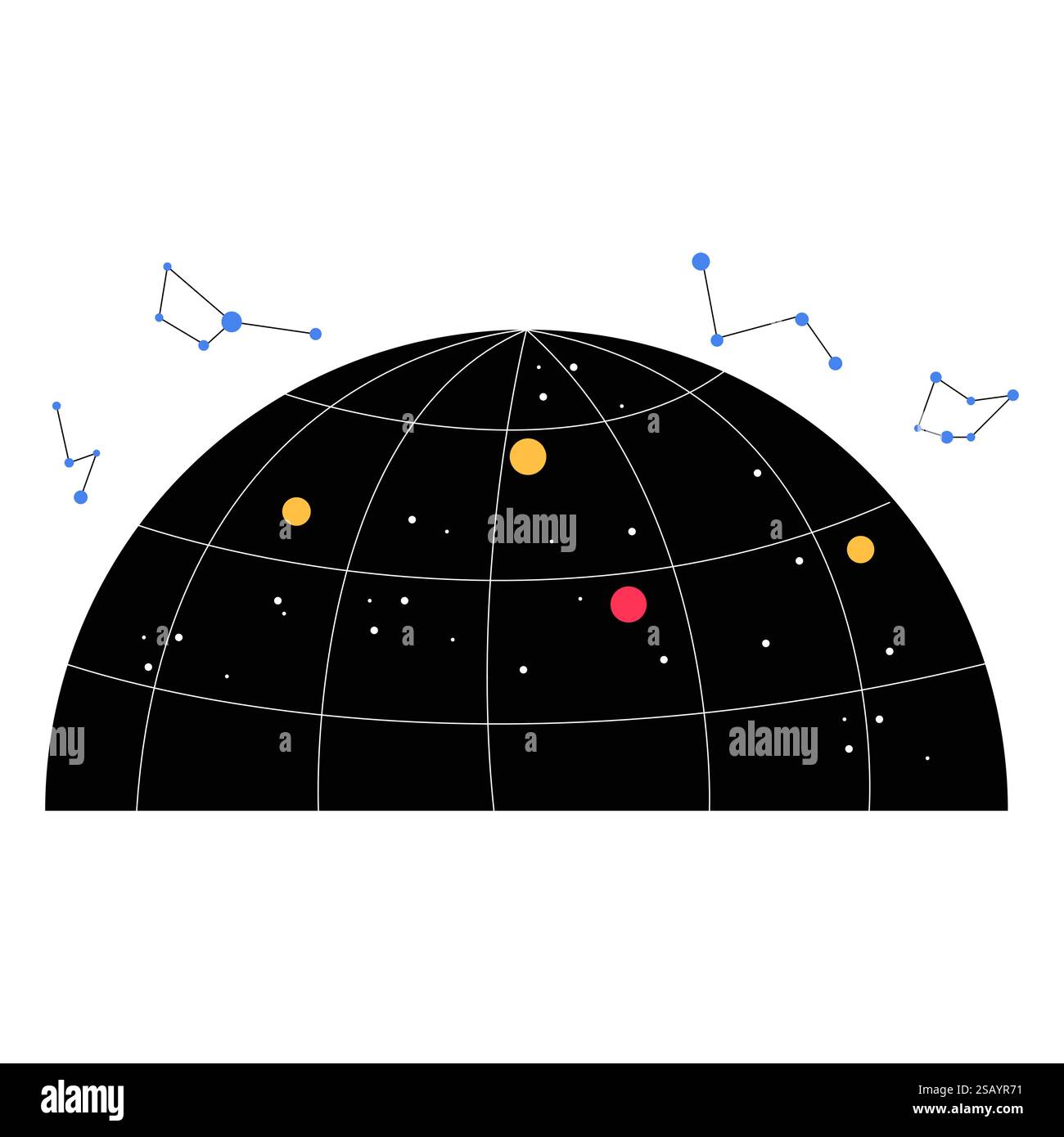 Celestial Sphere With Constellations And Star Map In Flat Vector ...