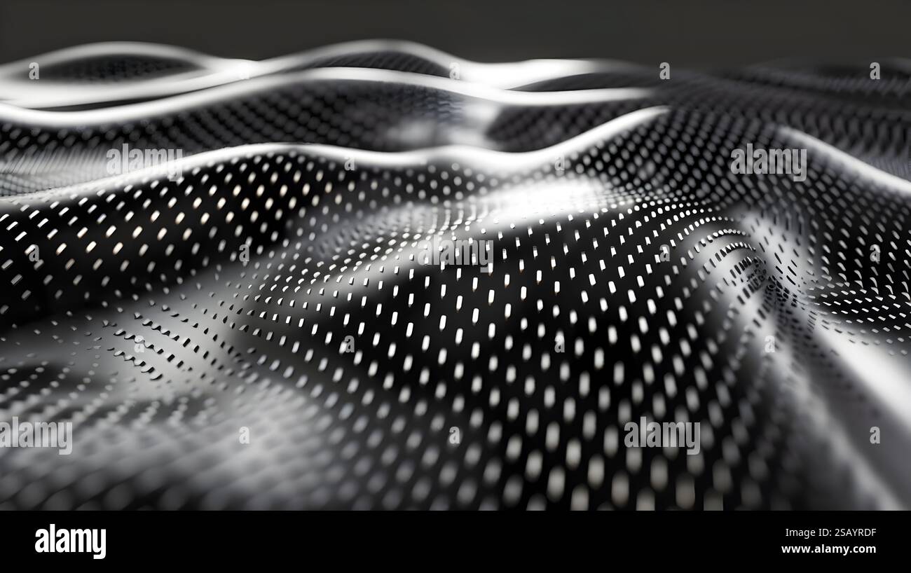 This image features a striking silver metal mesh pattern with a ...