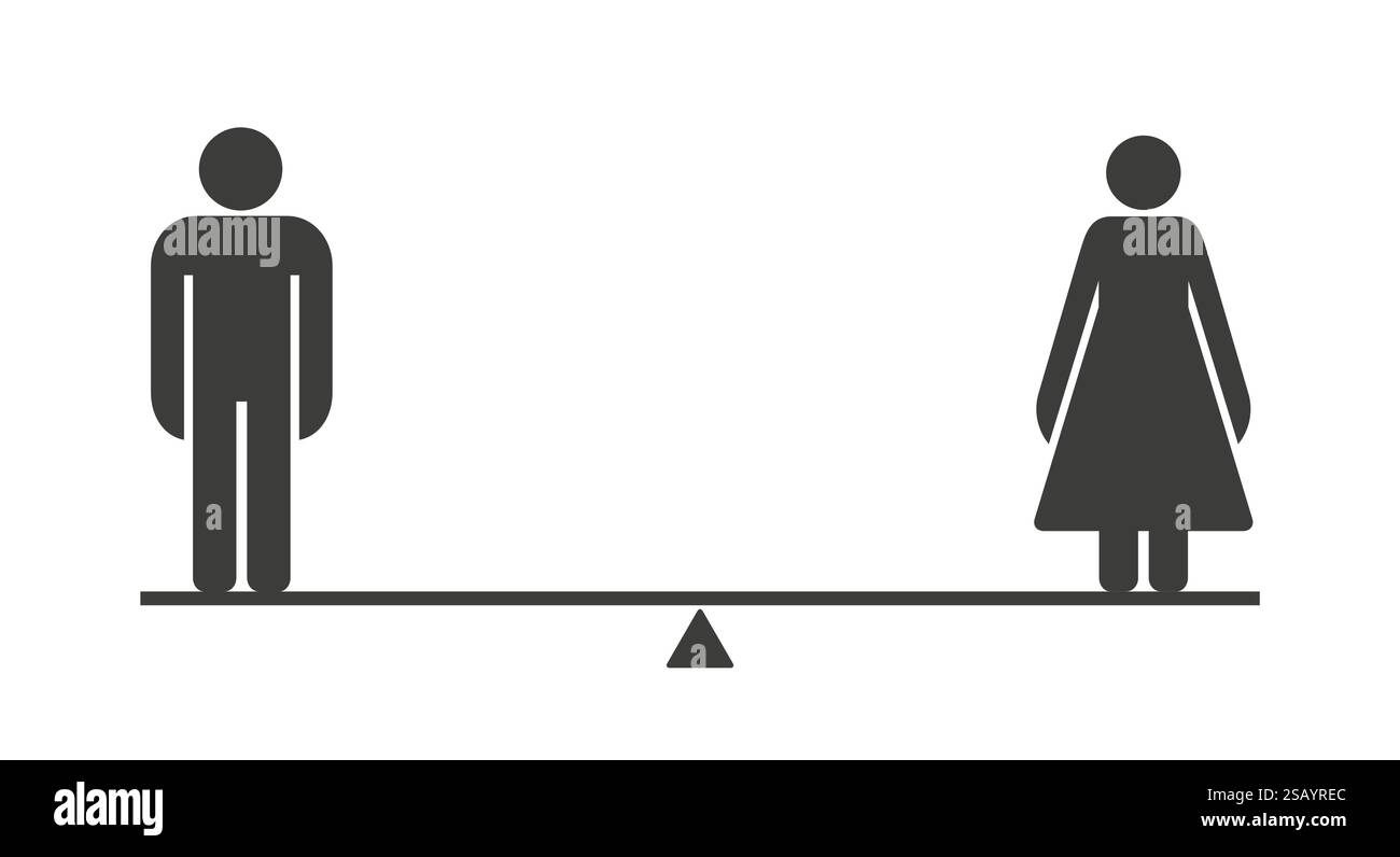 Gender balance. Silhouette icon. The ratio of men and women in society ...