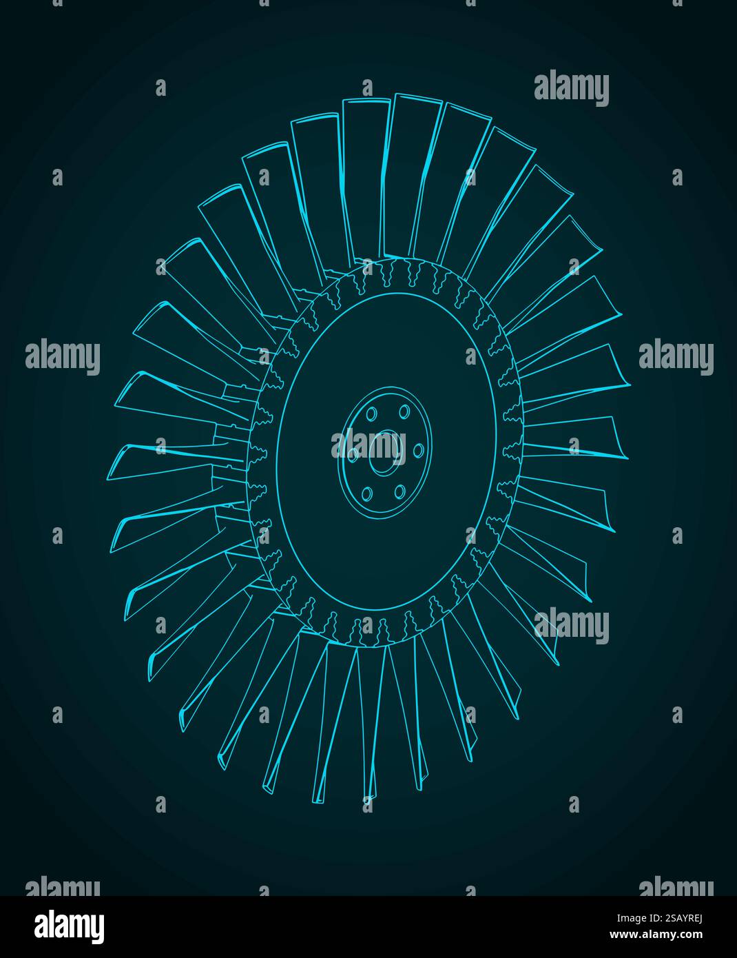 Engine compressor blisk and turbine blades isometric blueprints Stock Vector Image & Art - Alamy