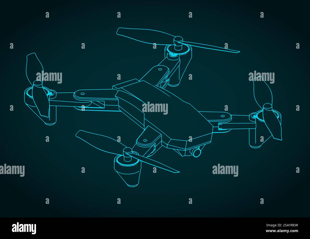 Stylized vector illustration of a folding drone blueprint Stock Vector ...