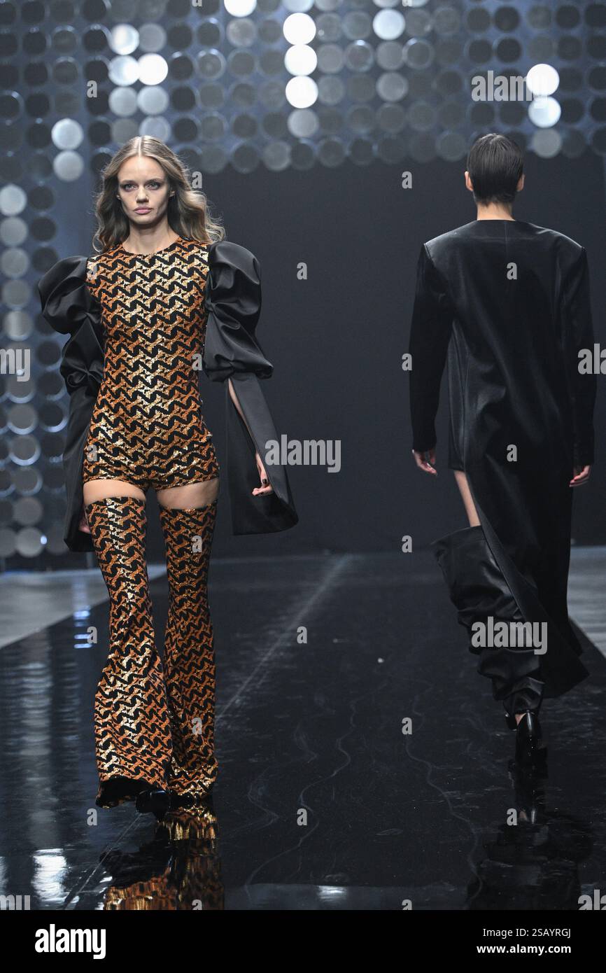 Berlin, Germany. 31st Jan, 2025. Models show creations by designer ...