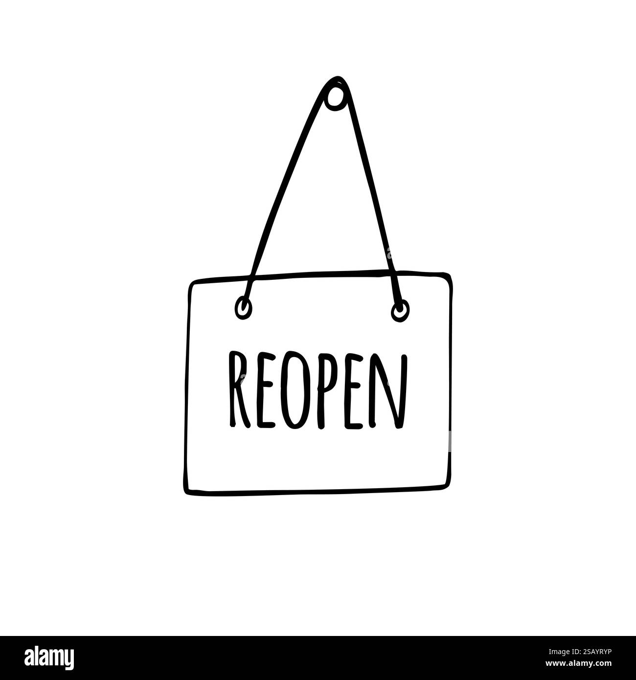 Vector hand drawn doodle sketch door sign with reopen text isolated on ...