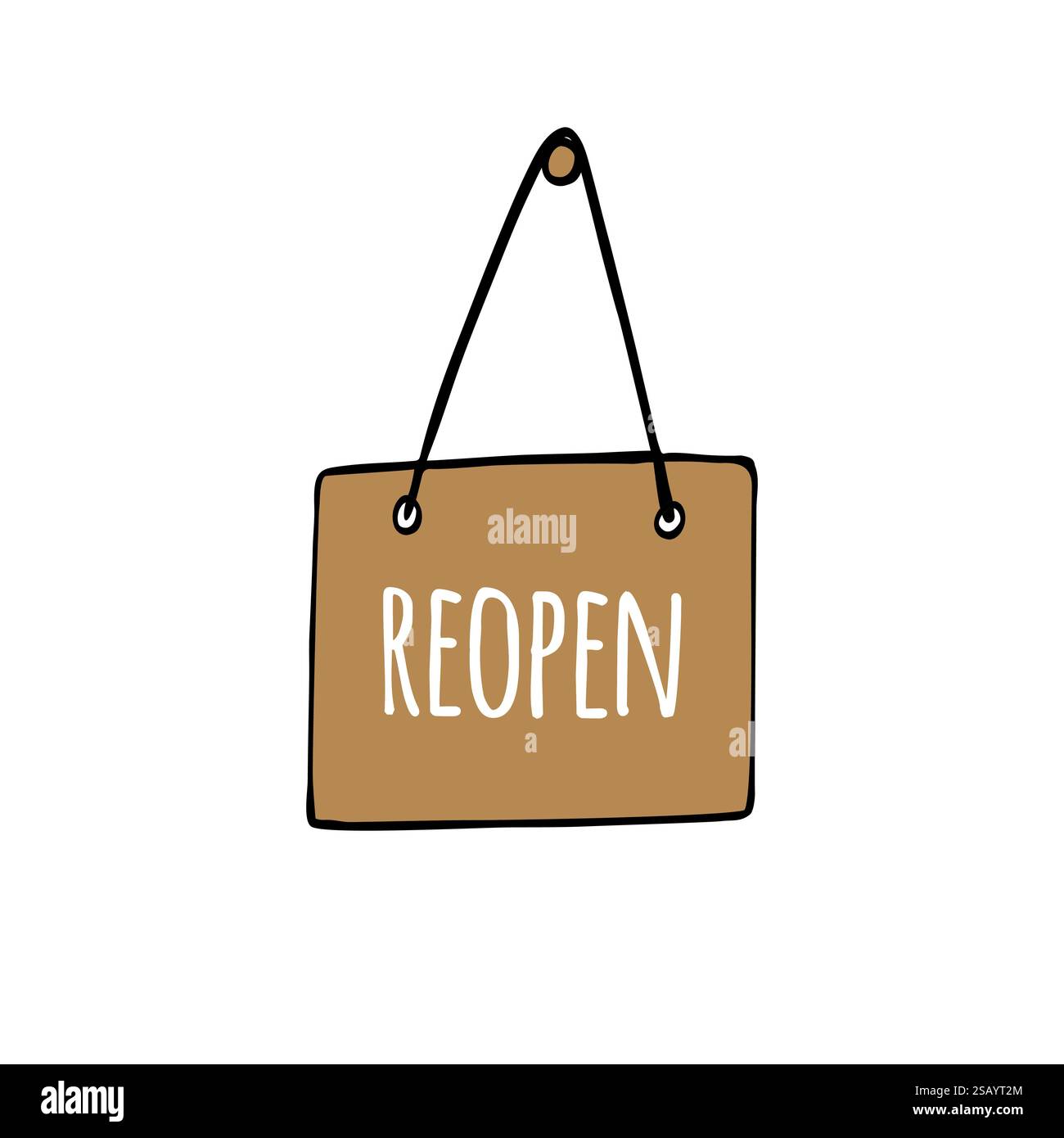 Vector hand drawn doodle sketch colored door sign with reopen text ...