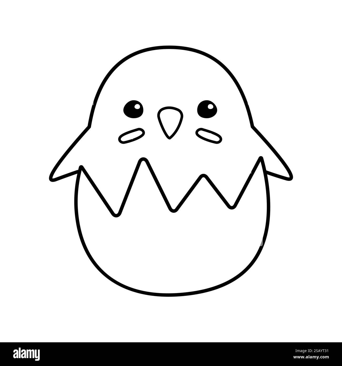 Vector flat doodle chick in egg shell isolated on white background ...