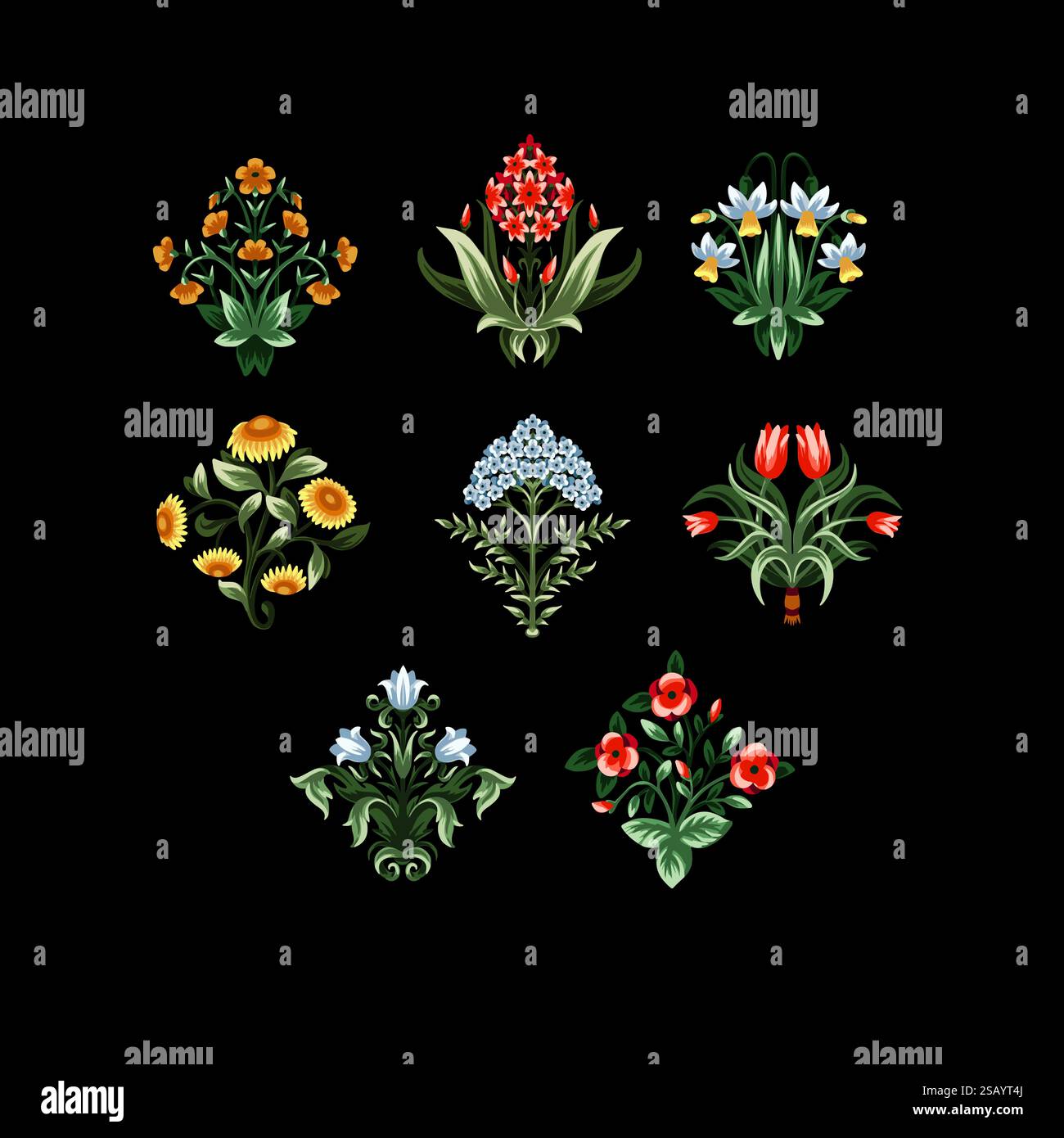 Ditsy symmetrical flowers isolated. Vector Stock Vector Image & Art - Alamy