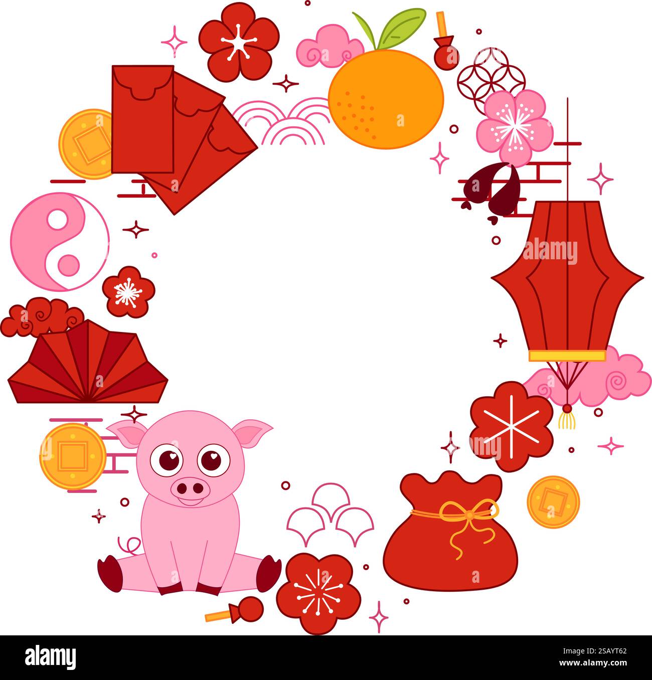 Pink round window set Stock Vector Images - Alamy