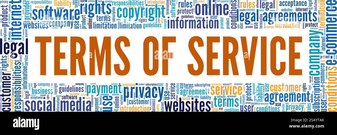 TOS - Terms of Service word cloud conceptual design isolated on white ...