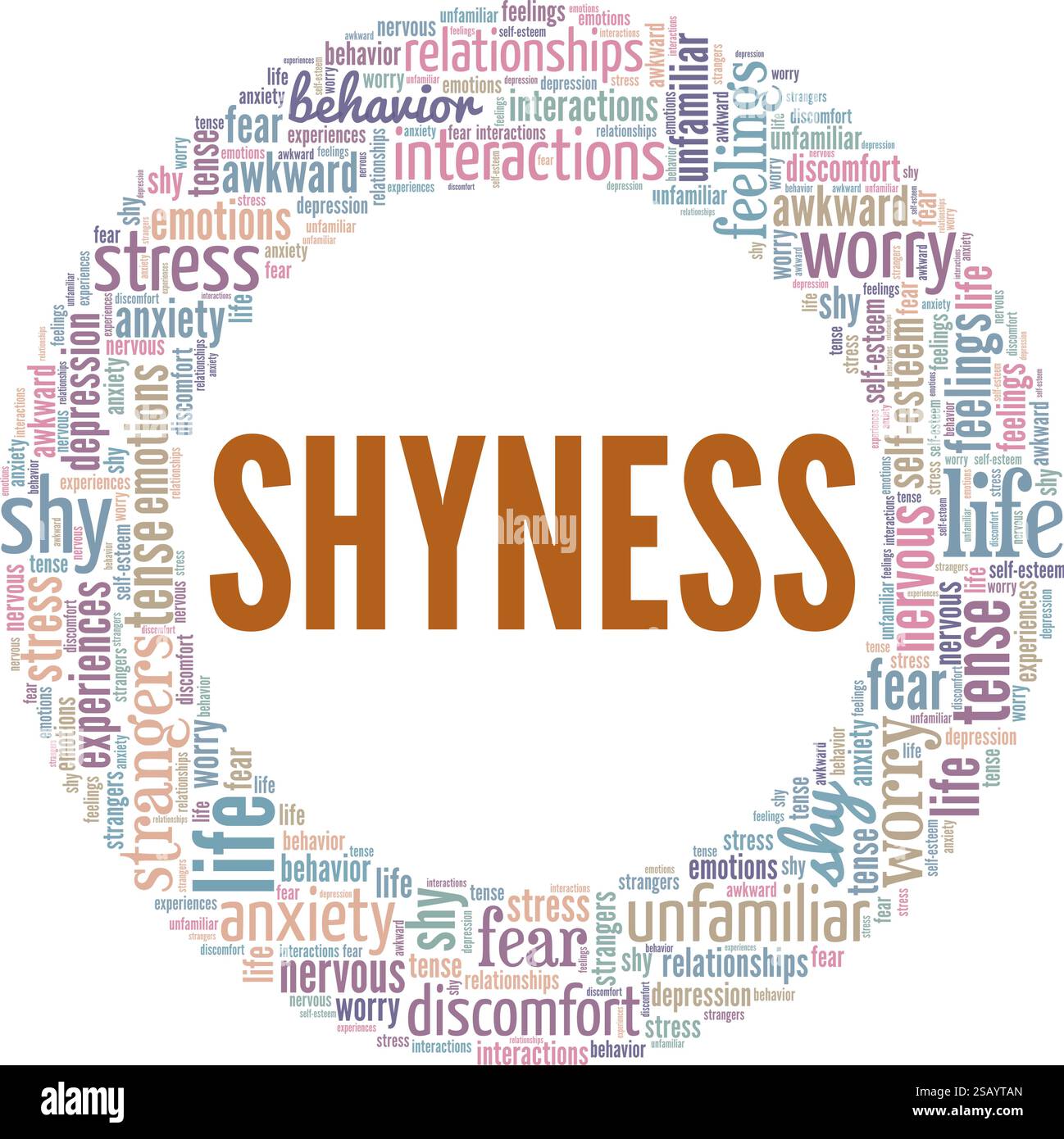 Shyness word cloud conceptual design isolated on white background Stock ...