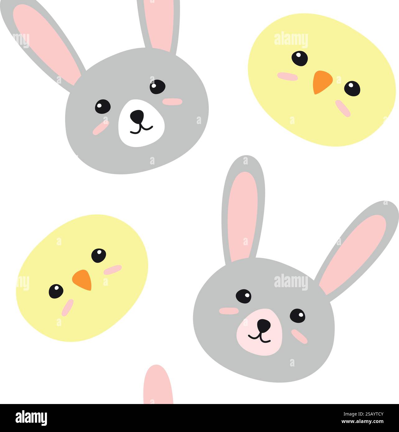 Vector seamless pattern of easter hand drawn doodle flat chick and ...