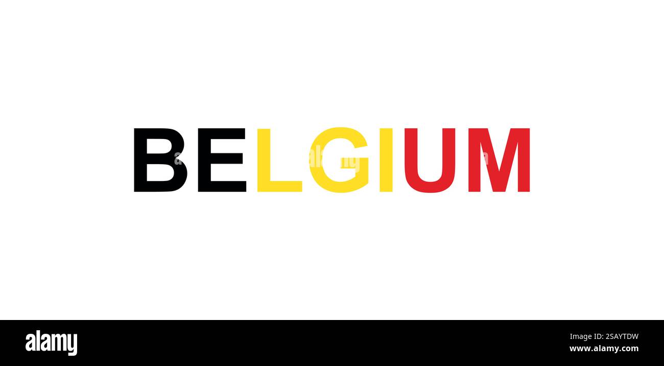 Letters Belgium in the style of the country flag. Belgium word in ...