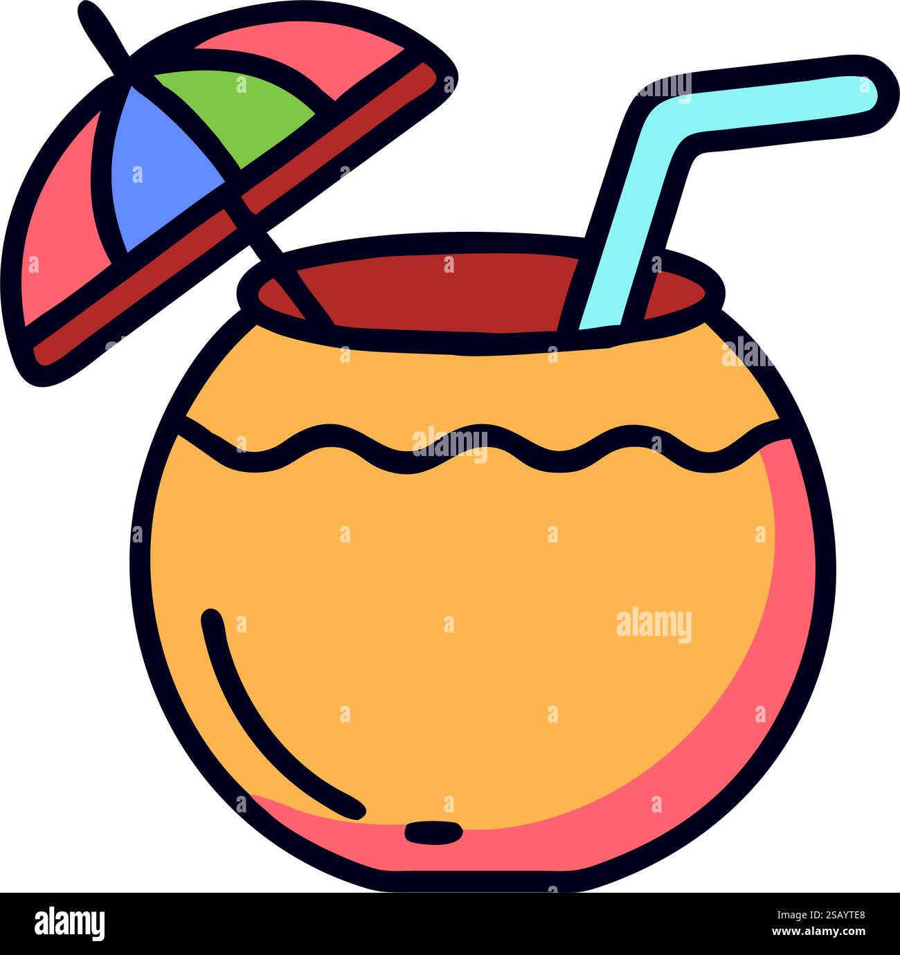 Coconut beverage umbrella pineapple Stock Vector Images - Alamy