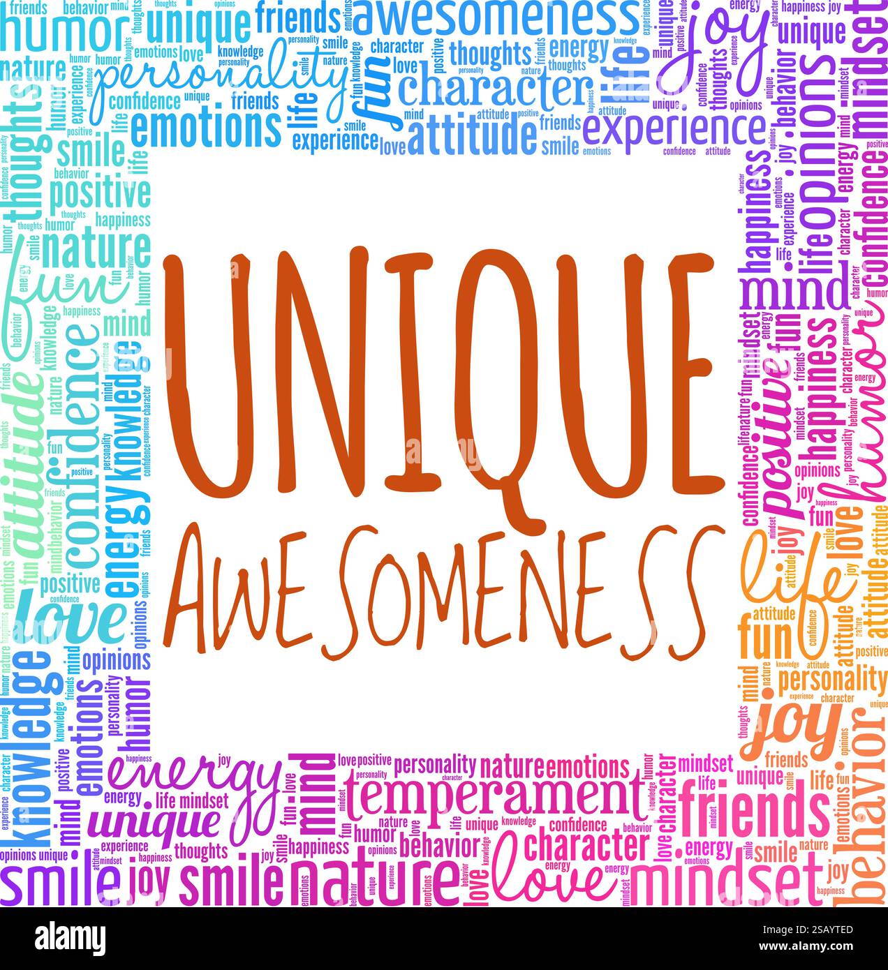 Unique Awesomeness word cloud conceptual design isolated on white ...