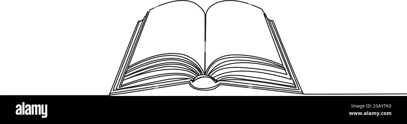 continuous single line drawing of open book, line art vector ...