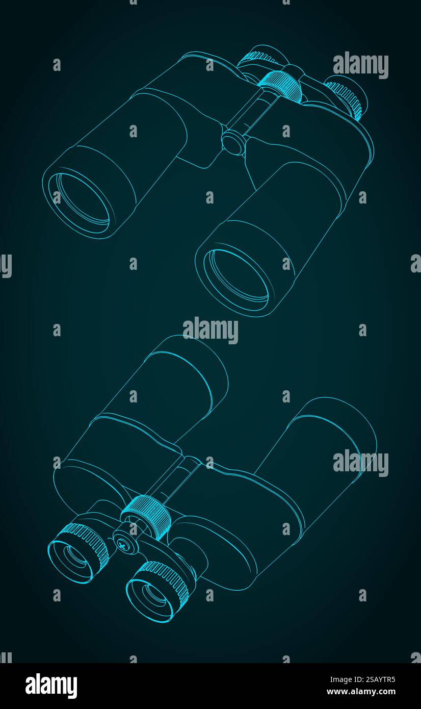 Stylized vector illustration of blueprints of binoculars Stock Vector ...