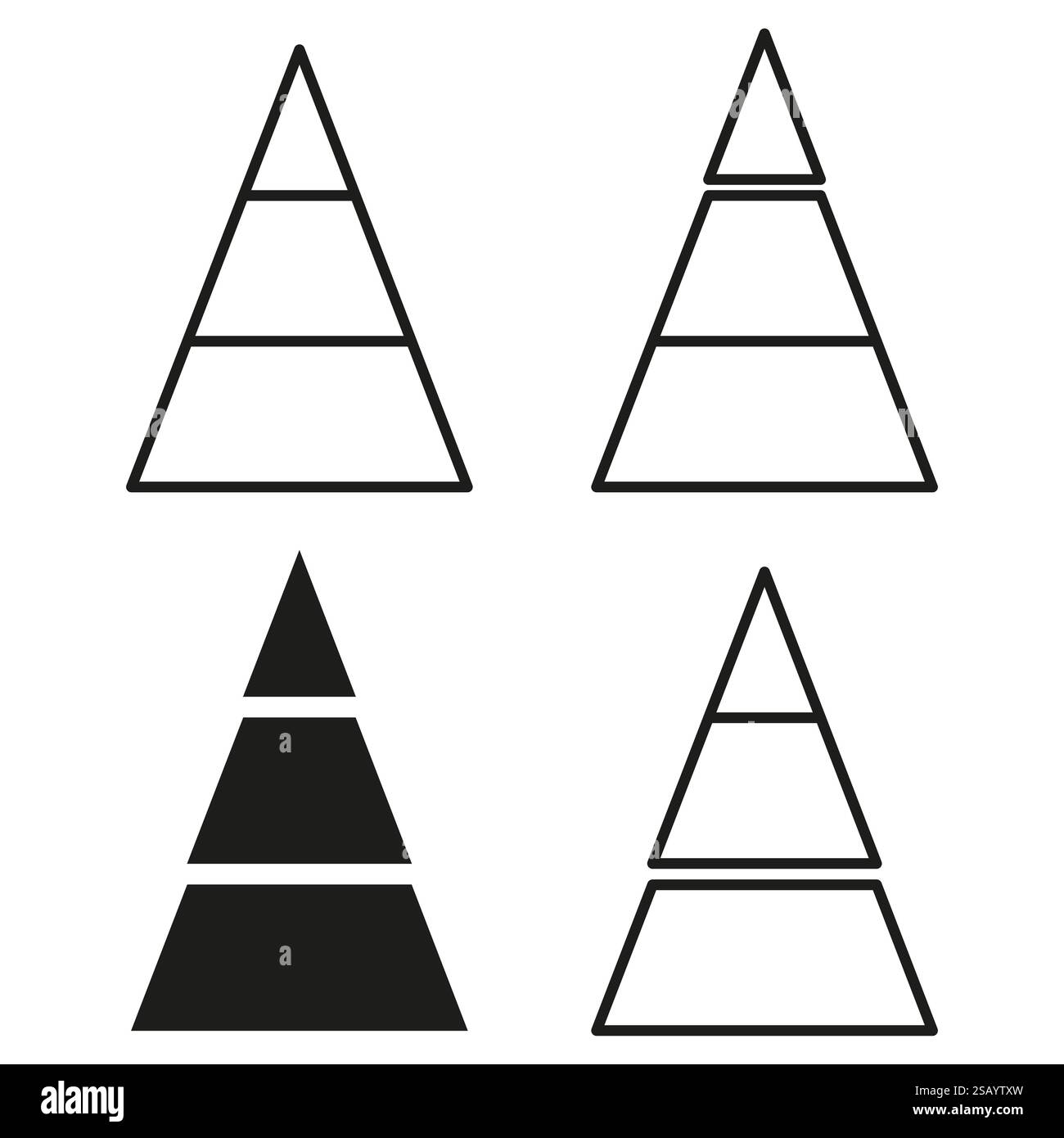 Pyramid structure icons. Geometric triangular shapes. Abstract ...