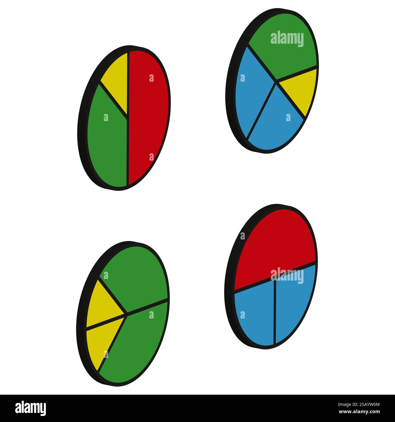 Colorful Pie Charts Circular Data Segments Infographic Visualization