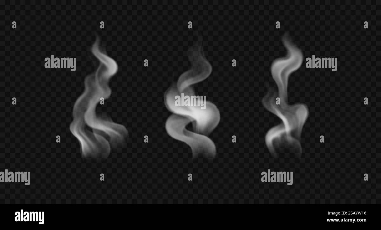 Vector realistic white food steam, cigarette smoke Stock Vector Image ...