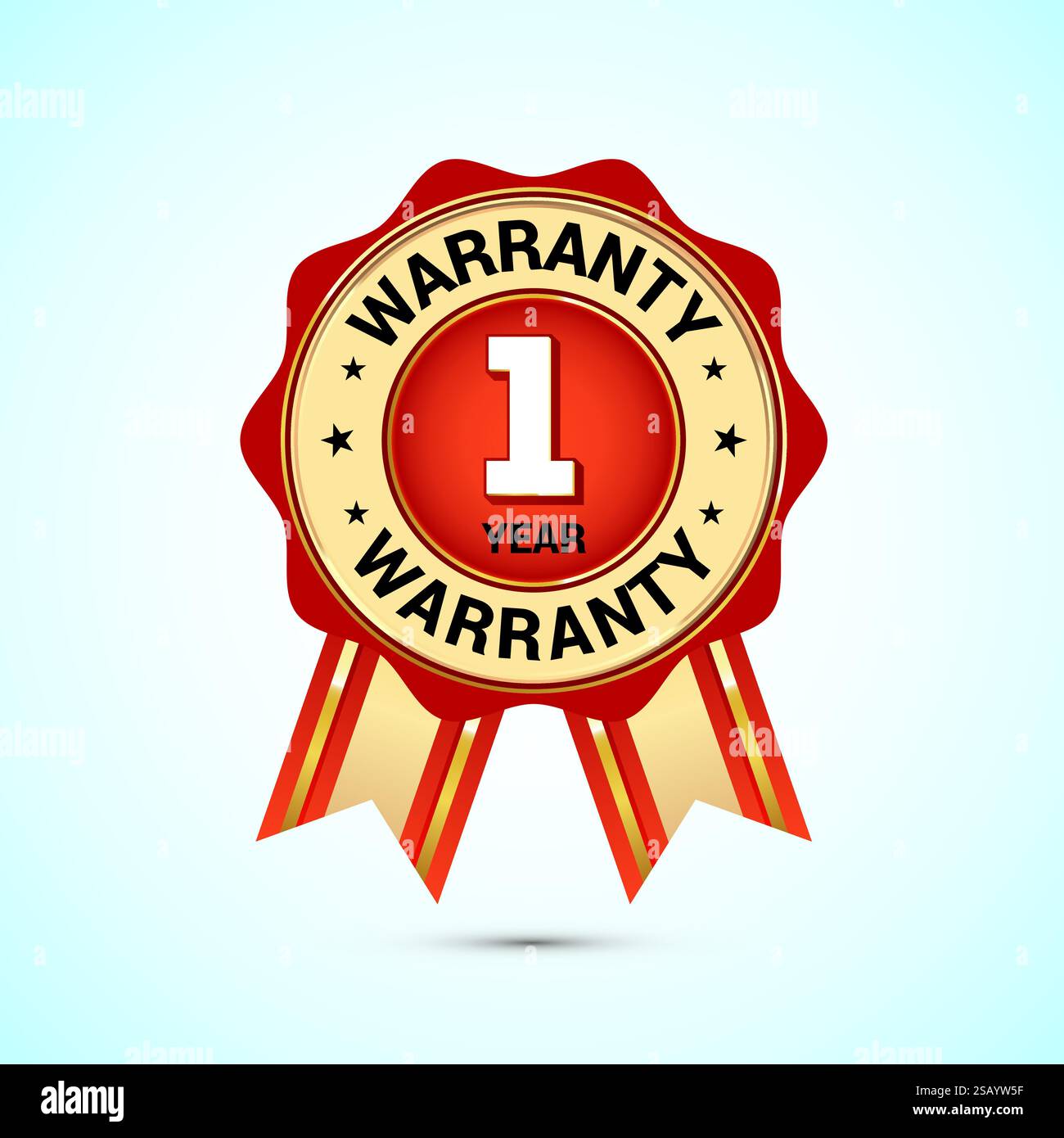 Advertising 1 year warranty gold and red color emblem, for label, icon ...