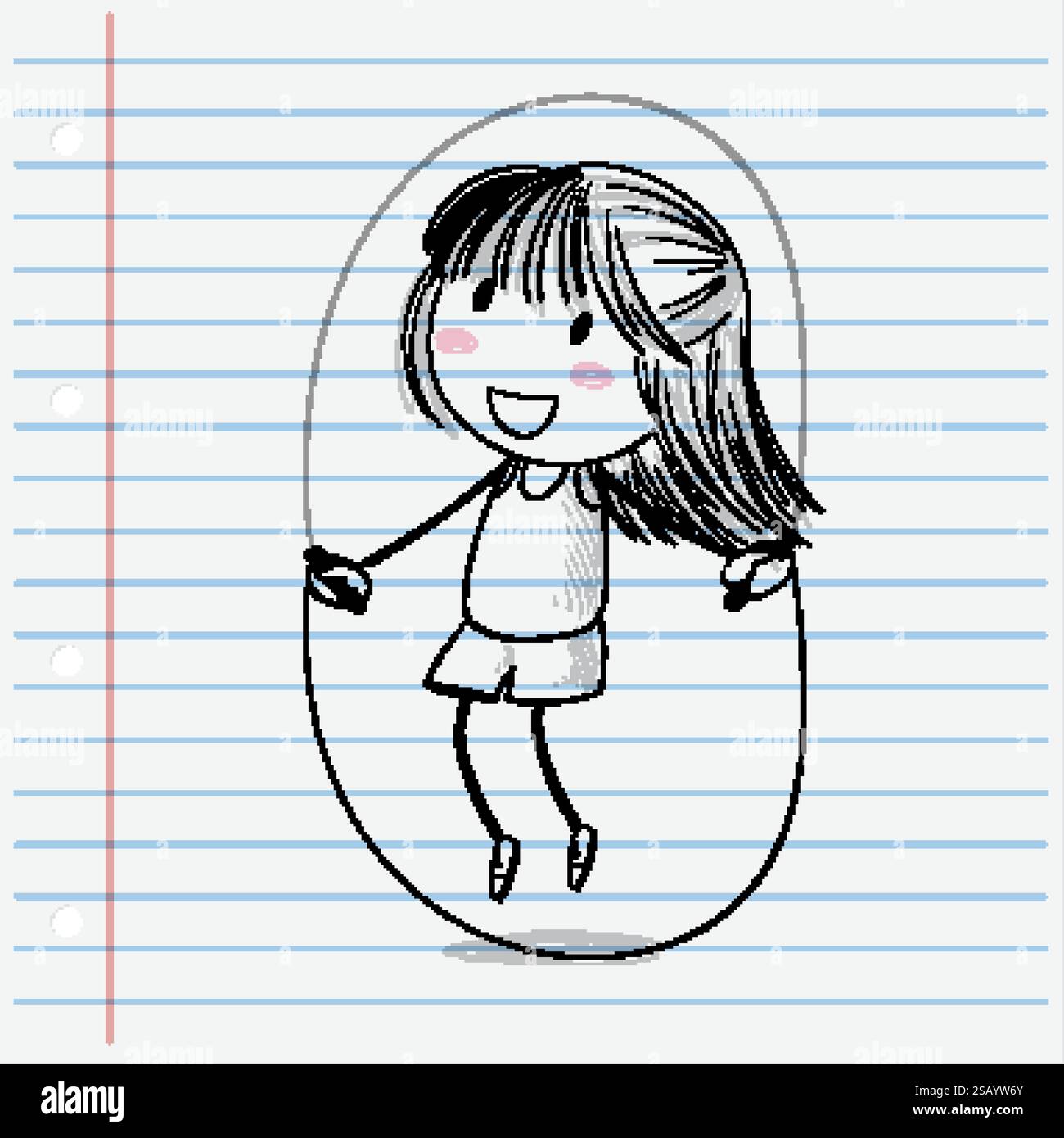 Happy child skipping rope on lined paper Stock Vector Image & Art - Alamy