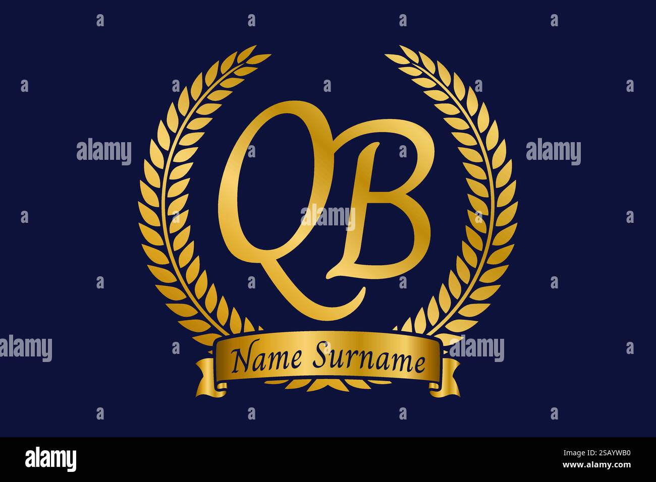 Initial letter Q and B, QB monogram logo design with laurel wreath ...