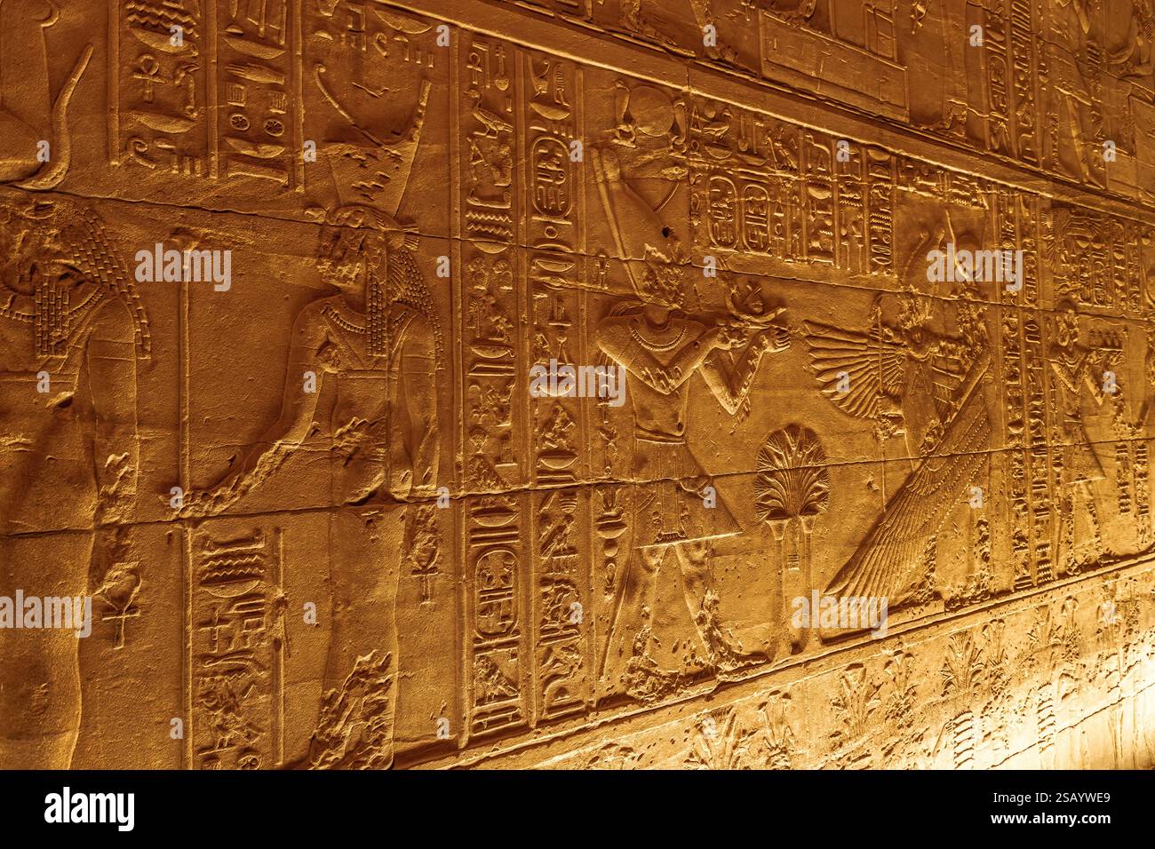 Stone wall carving at Philae temple in Aswan Upper Egypt Stock Photo ...