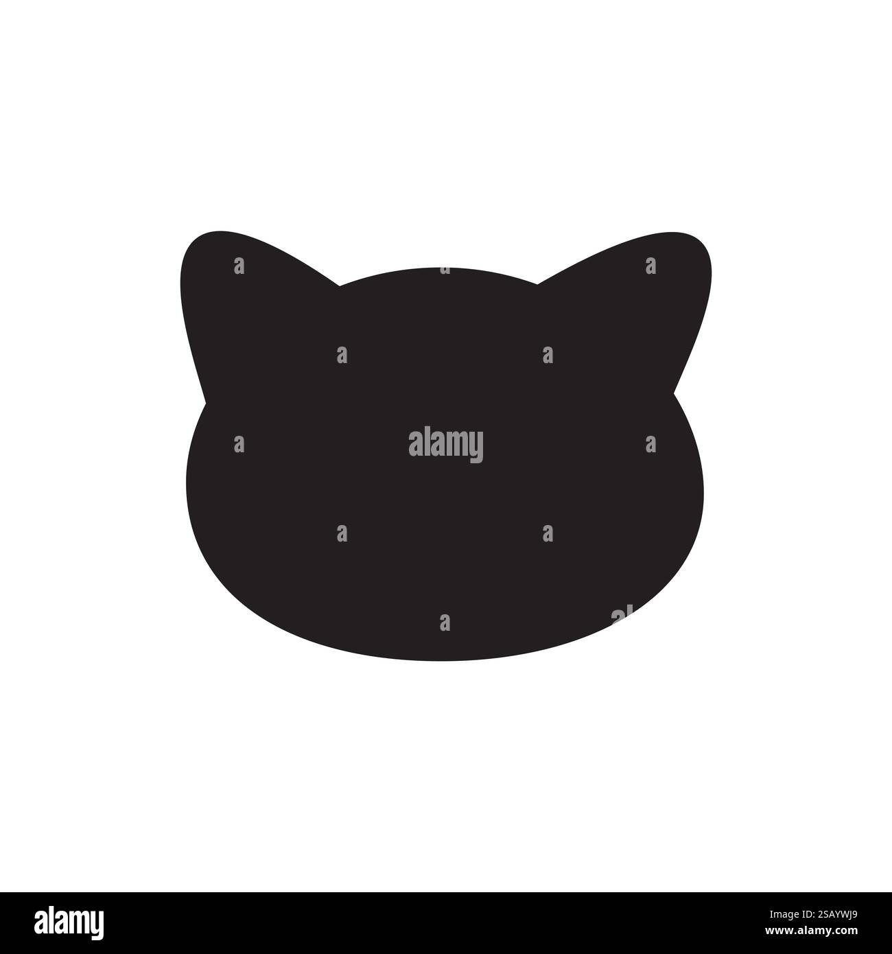Vector flat cat head silhouette isolated on white background Stock ...